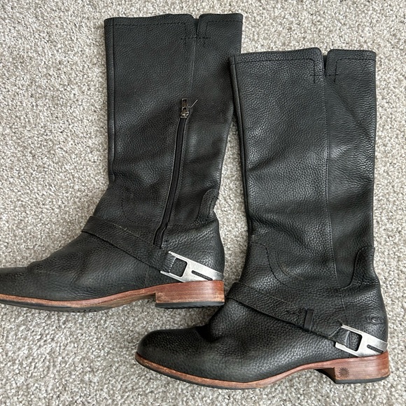 UGG | Shoes | Ugg Tall Black Leather Boots 85 | Poshmark